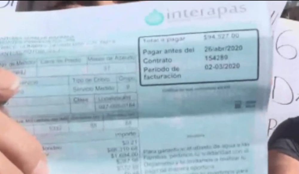 ¡INTERAPAS cobra casi 100 mil pesos en recibo, por agua que no hay, en ...